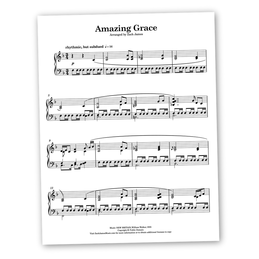Amazing Grace - Piano Solo Sheet Music – Zach James Music